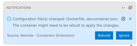Get the warning to rebuild the container for existing containers · Issue #1533 · microsoft ...