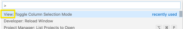 'Column Selection Mode' should not be shown in the 'View' category in ...
