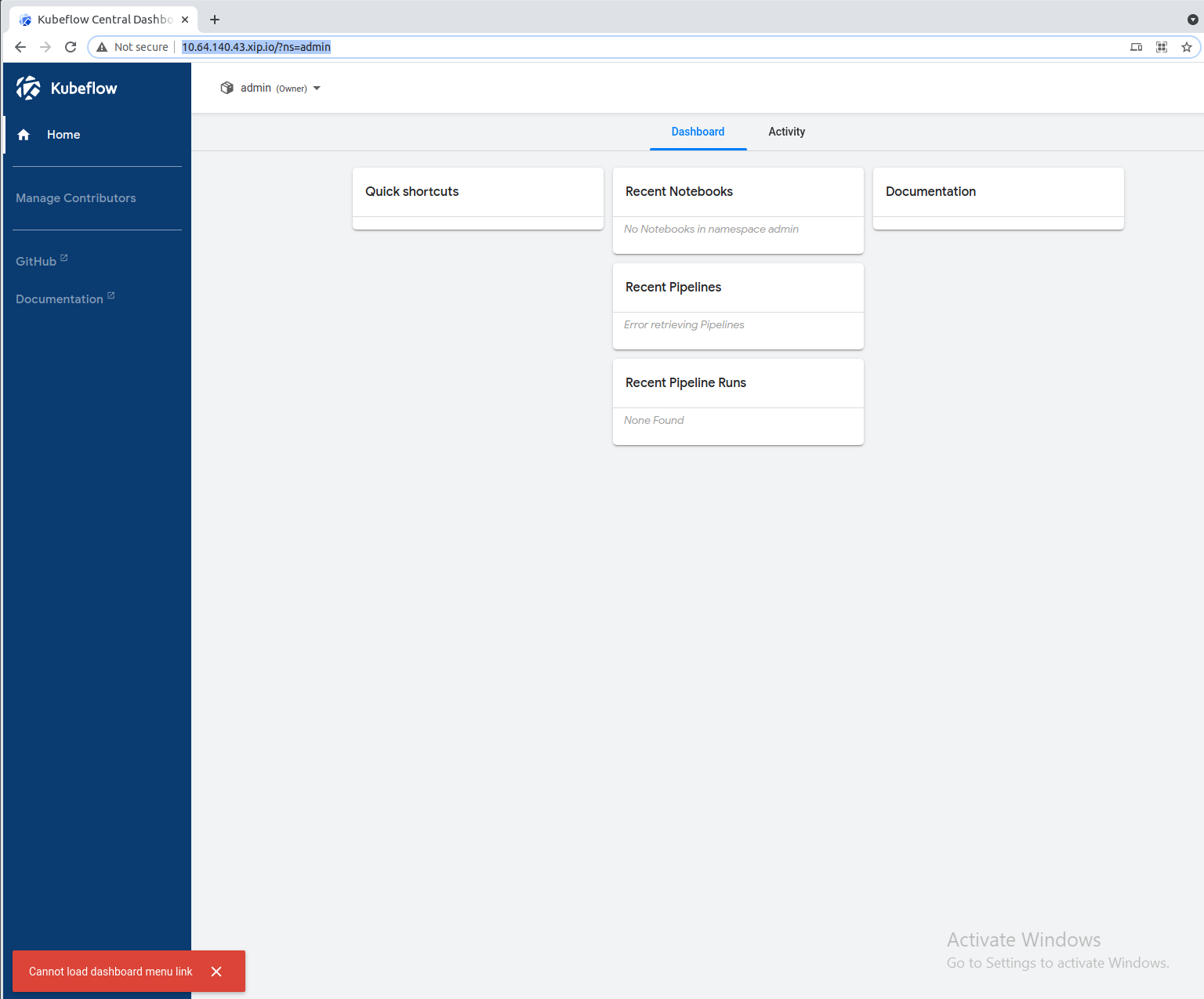 Kubeflow dashboard: Cannot load dashboard menu link · Issue #344 · canonical/bundle-kubeflow ...