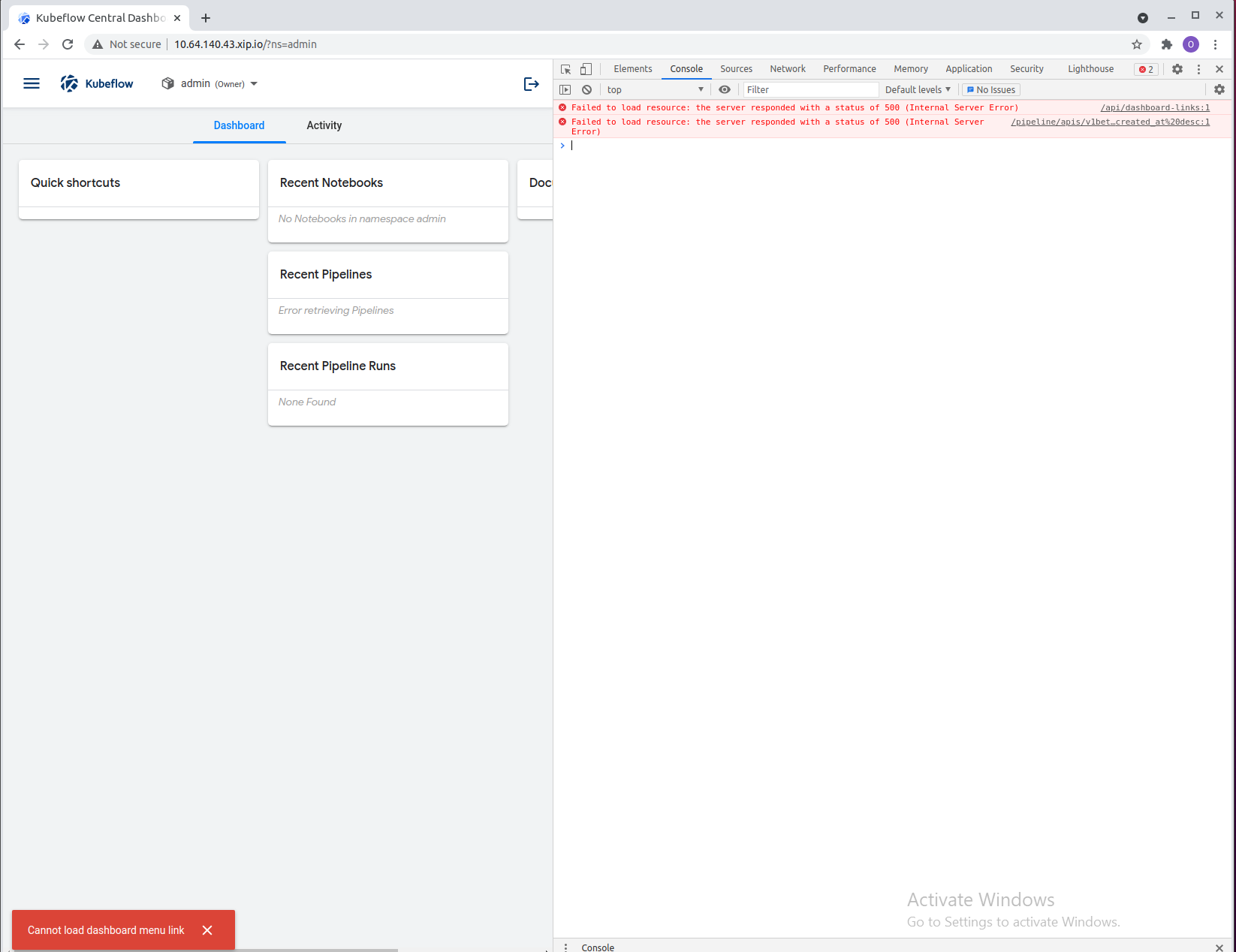 Kubeflow dashboard: Cannot load dashboard menu link · Issue #344 · canonical/bundle-kubeflow ...