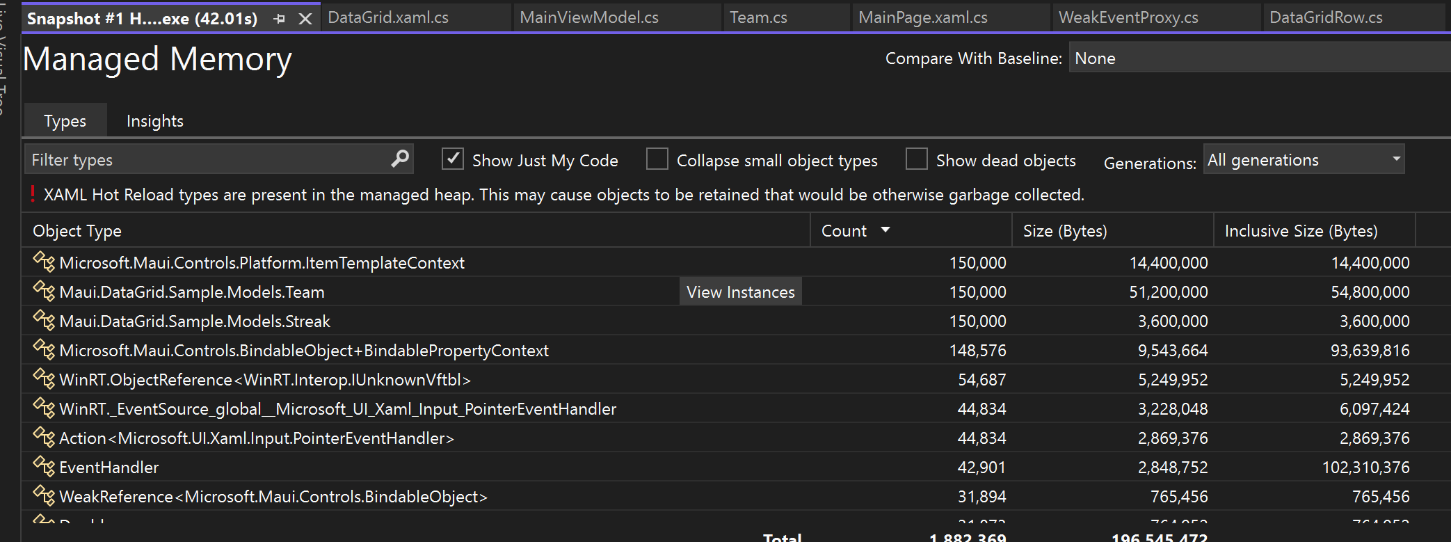 Memory leaks on latest .NET 8 preview with Windows · Issue #16436 ...