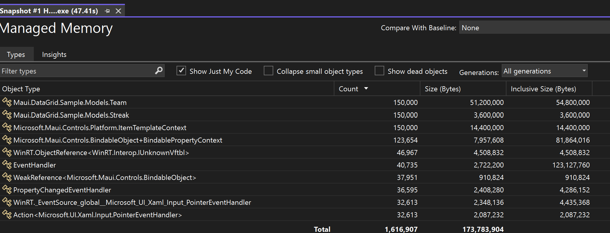 Memory leaks on latest .NET 8 preview with Windows · Issue #16436 ...