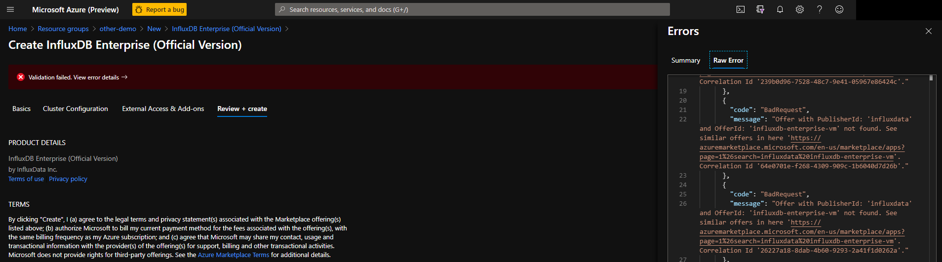 Failing on review process during InfluxDB Enterprise creation · Issue ...
