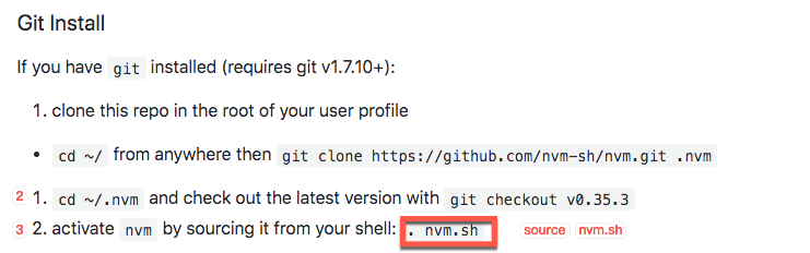 a small issue found in documentation (git install part) · Issue #2204 · nvm-sh/nvm · GitHub