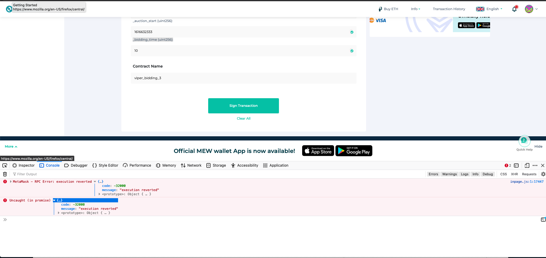 -32000 RPC Error when deploying test smart contract on MyEtherWallet ...