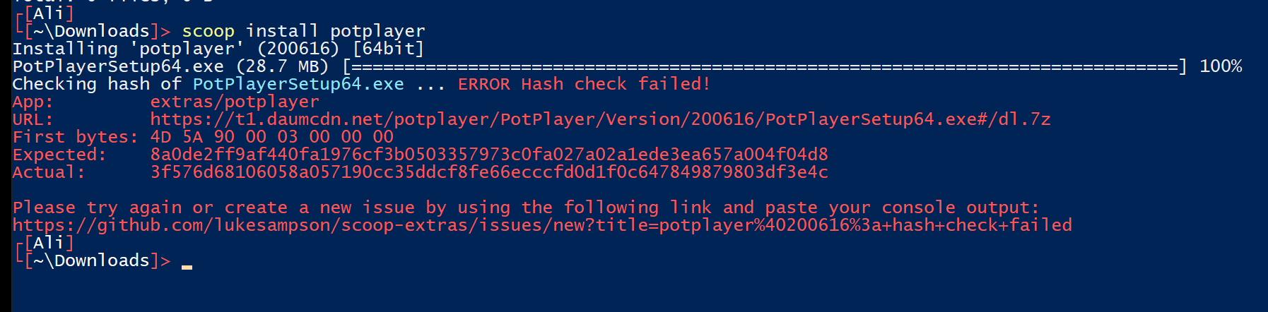 Potplayer 200616 Hash Check Failed · Issue 4297 · Scoopinstaller Extras · Github