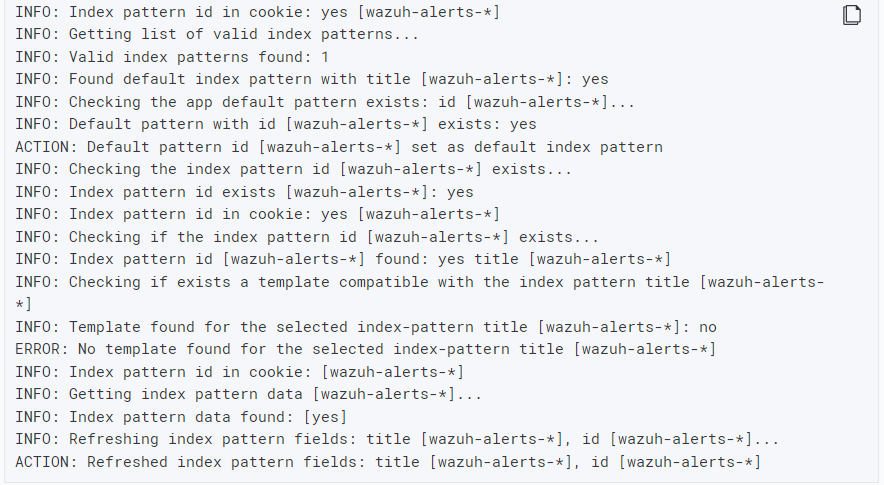 Error: [Alerts index pattern] No template found for the selected index-pattern title [wazuh ...