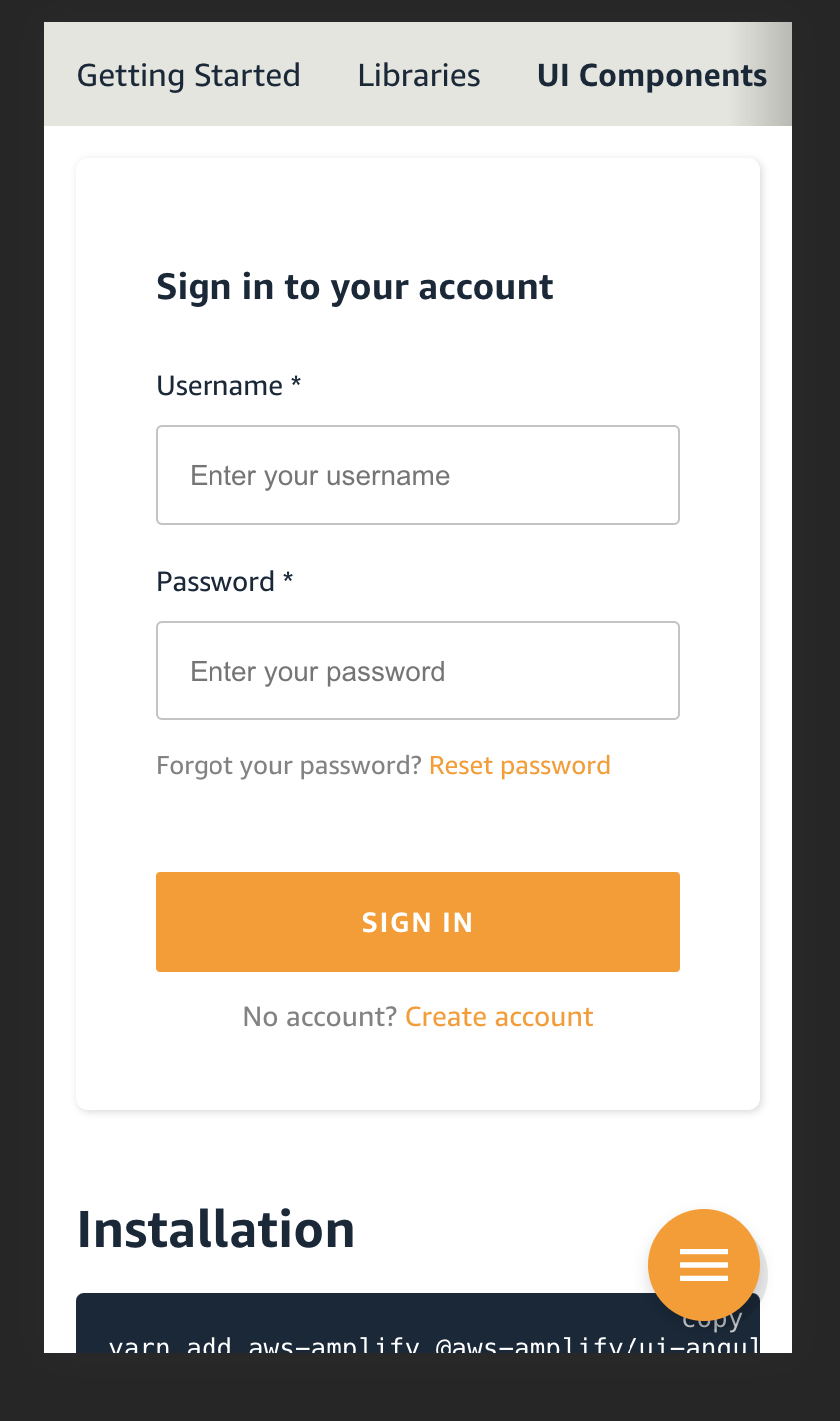 Missing White Space Margin In Angular Authenticator Ui · Issue 6540 · Aws Amplifyamplify Js 5428