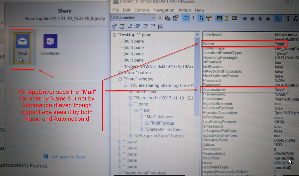 WinAppDriver fails to find any element on Share Windows Store App Picker if using ...