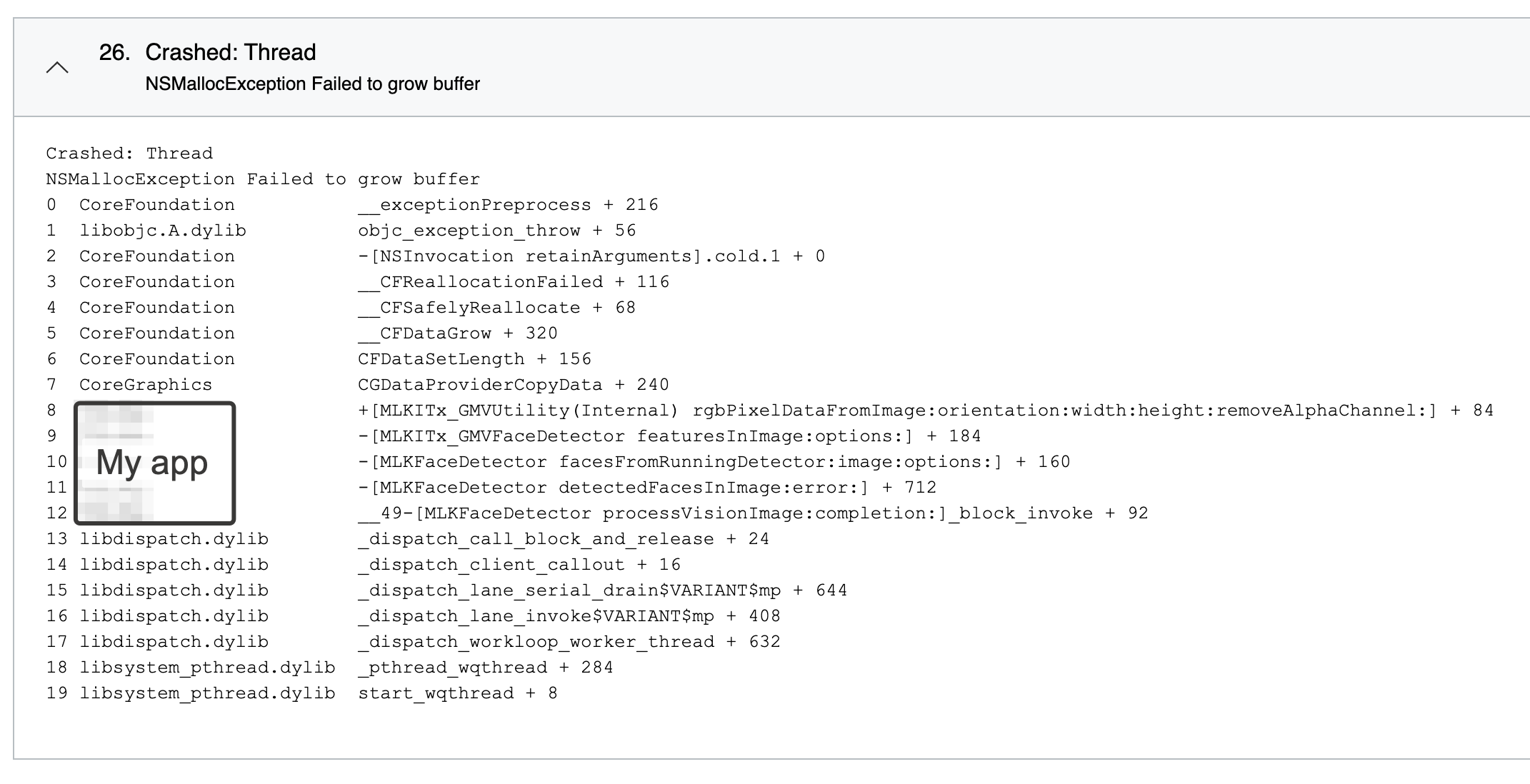 FaceDetector on iOS: crash - NSMallocException Failed to grow buffer · Issue #413 ...