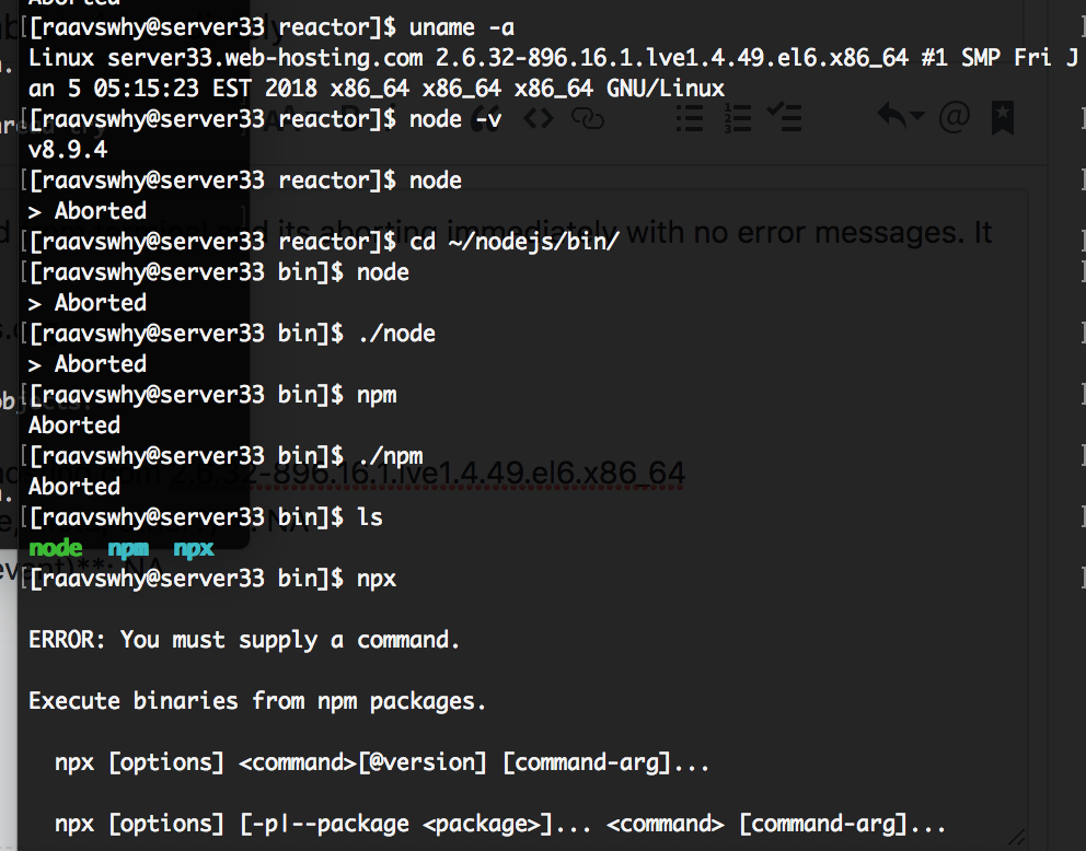 Running Node Command Aborts Immediately · Issue 1100 · Nodejshelp · Github 