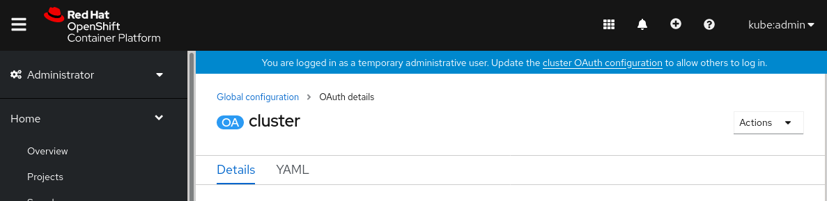 Remove console banner "You are logged in as a temporary administrative user" · Issue #347 · crc ...
