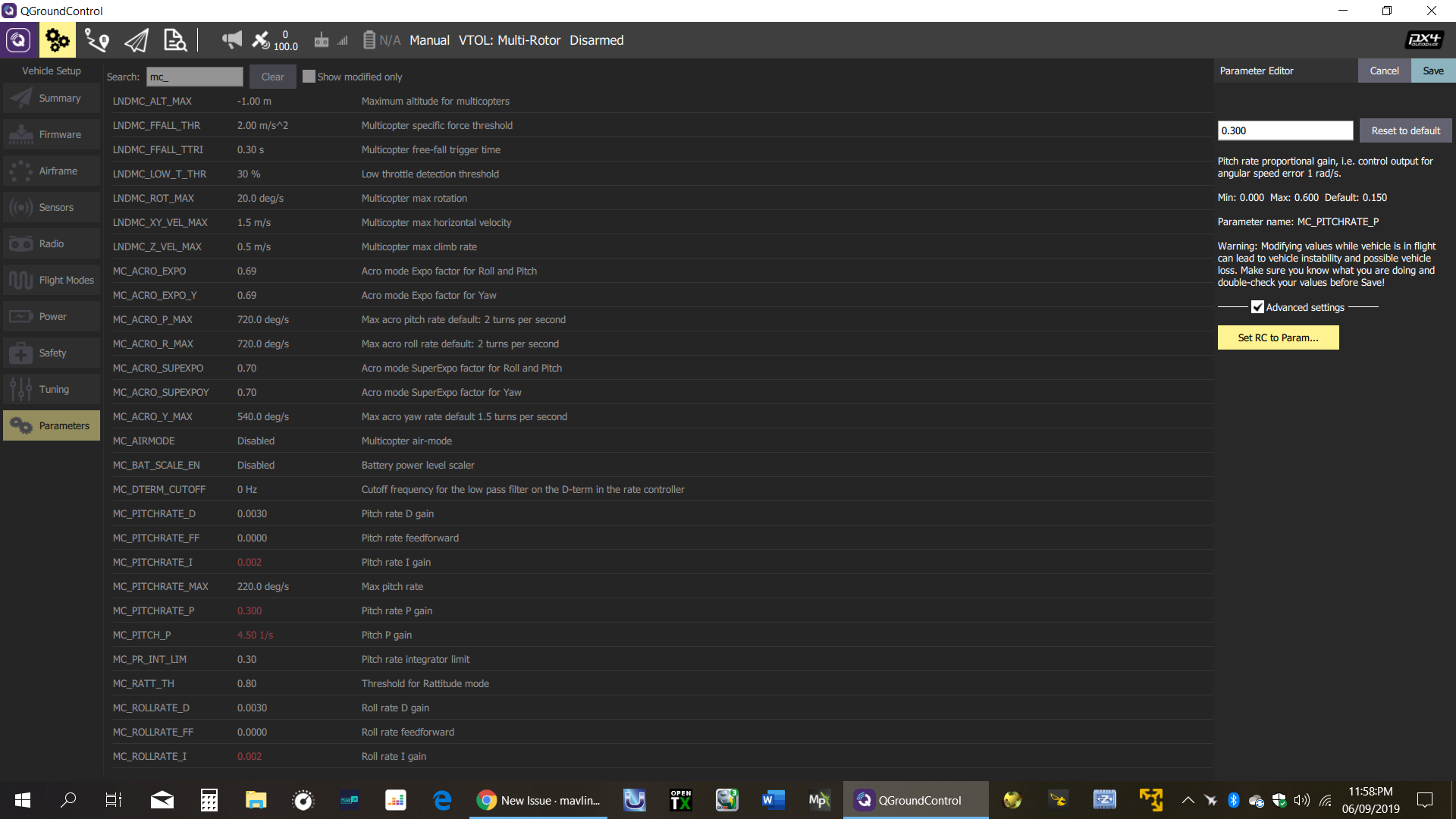 Set RC to Param not working in QGC v3.5 · Issue #7784 · mavlink/qgroundcontrol · GitHub