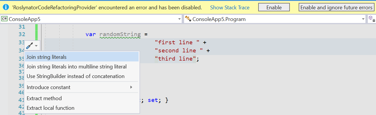 JoinStringExpressionsRefactoring is broken when selection extends to margin · Issue #767 ...