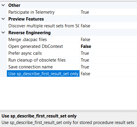 Suggestion: improve name and description for the option to use `sp_describe_first_result_set ...