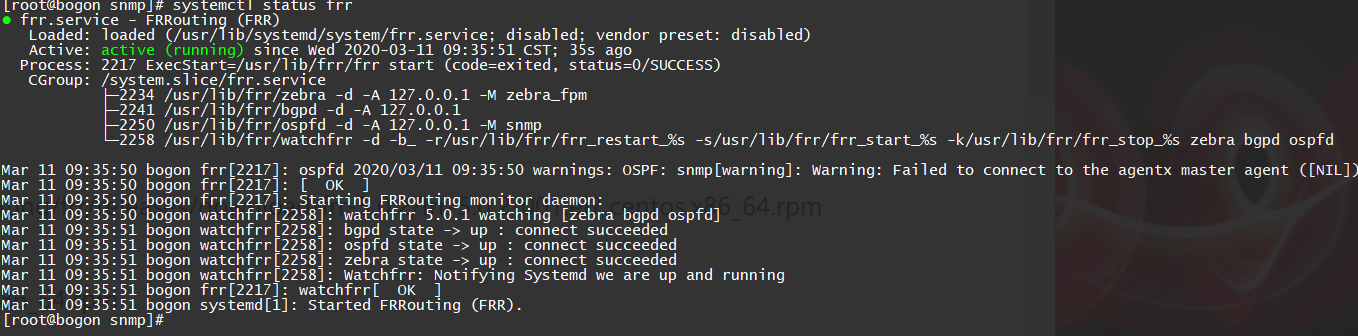 Failed to connect to net-snmp by agentx · Issue #5965 · FRRouting/frr · GitHub