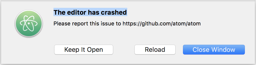 atom editor has crashed · Issue #15162 · atom/atom · GitHub