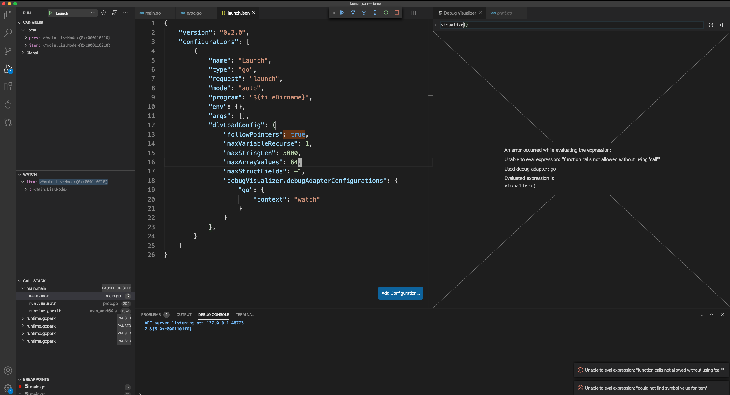 Unable to visualize Go · Issue #76 · hediet/vscode-debug-visualizer · GitHub