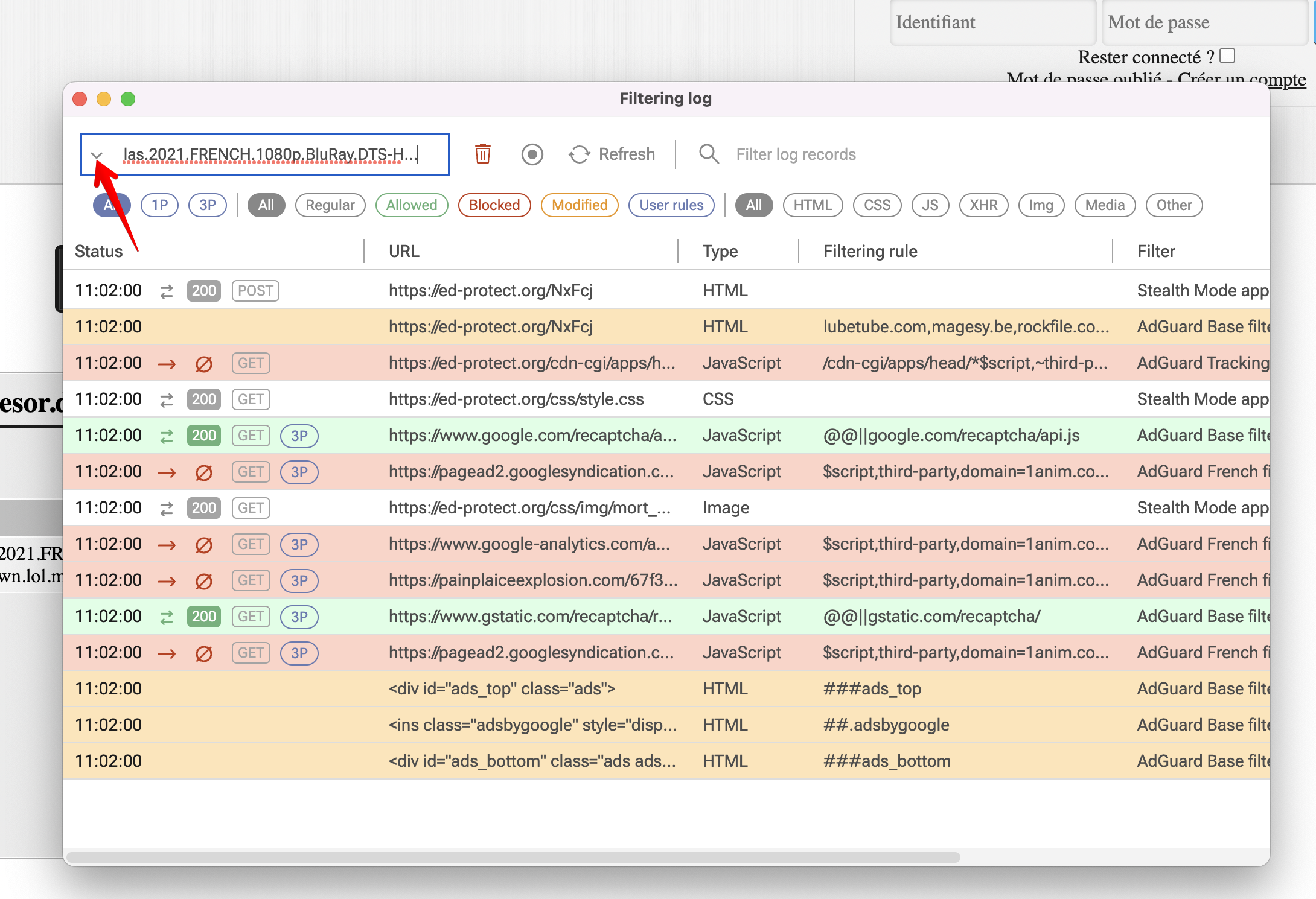 Click on arrow doesn't expands tabs in the filtering log · Issue #2213 · AdguardTeam ...