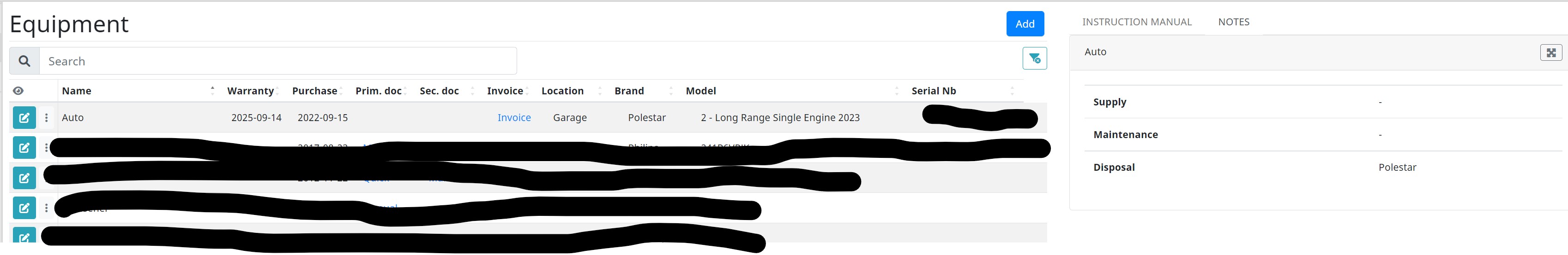 Bug: Equipment - Some data (brand, model, ..) not shown on detail page, edit mode · Issue #1953 ...