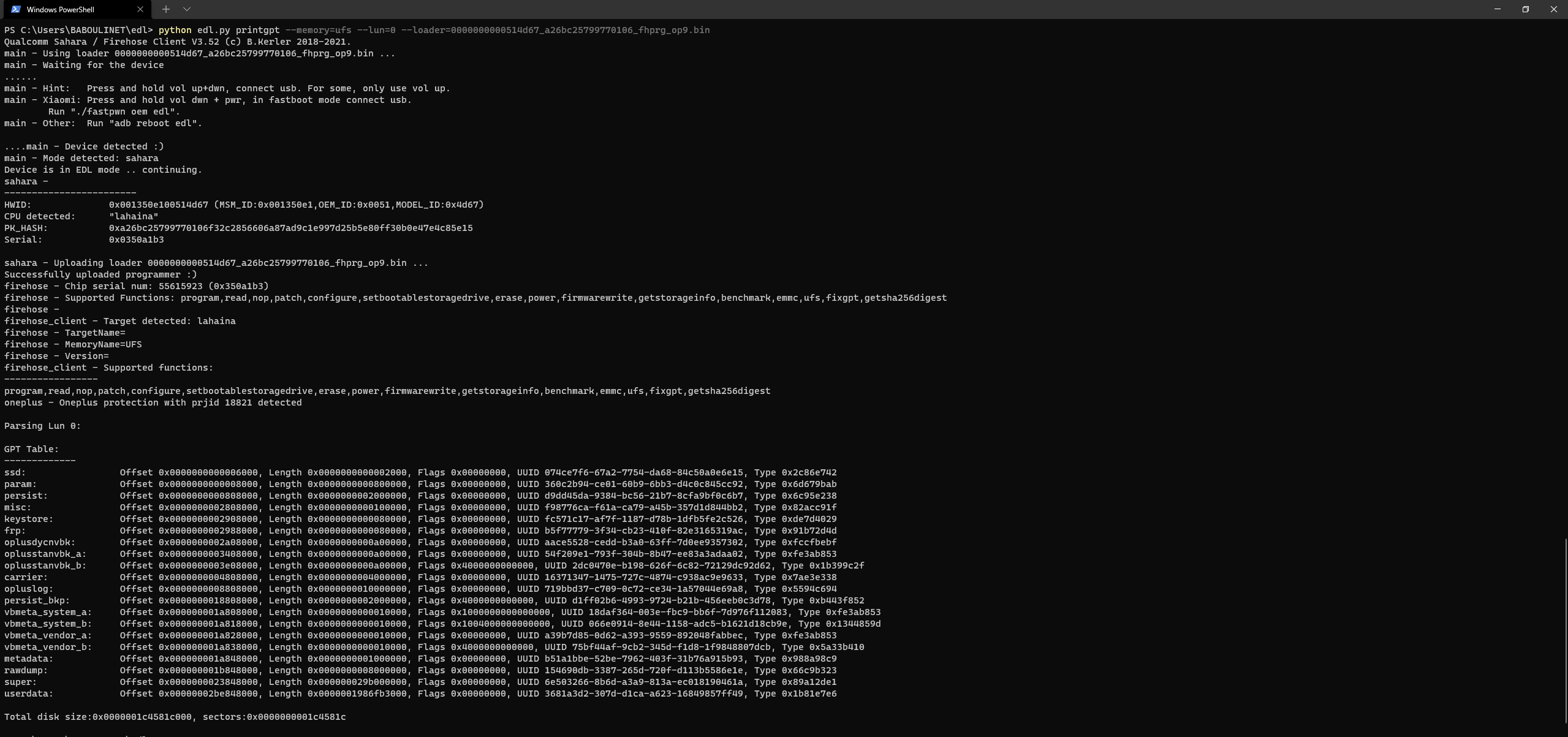 Error Oneplus 9 "Oneplus protection with prjid 18821 detected" · Issue #148 · bkerler/edl · GitHub