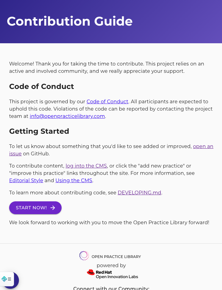 CTA button on "contributing" page · Issue #1464 · openpracticelibrary/openpracticelibrary · GitHub