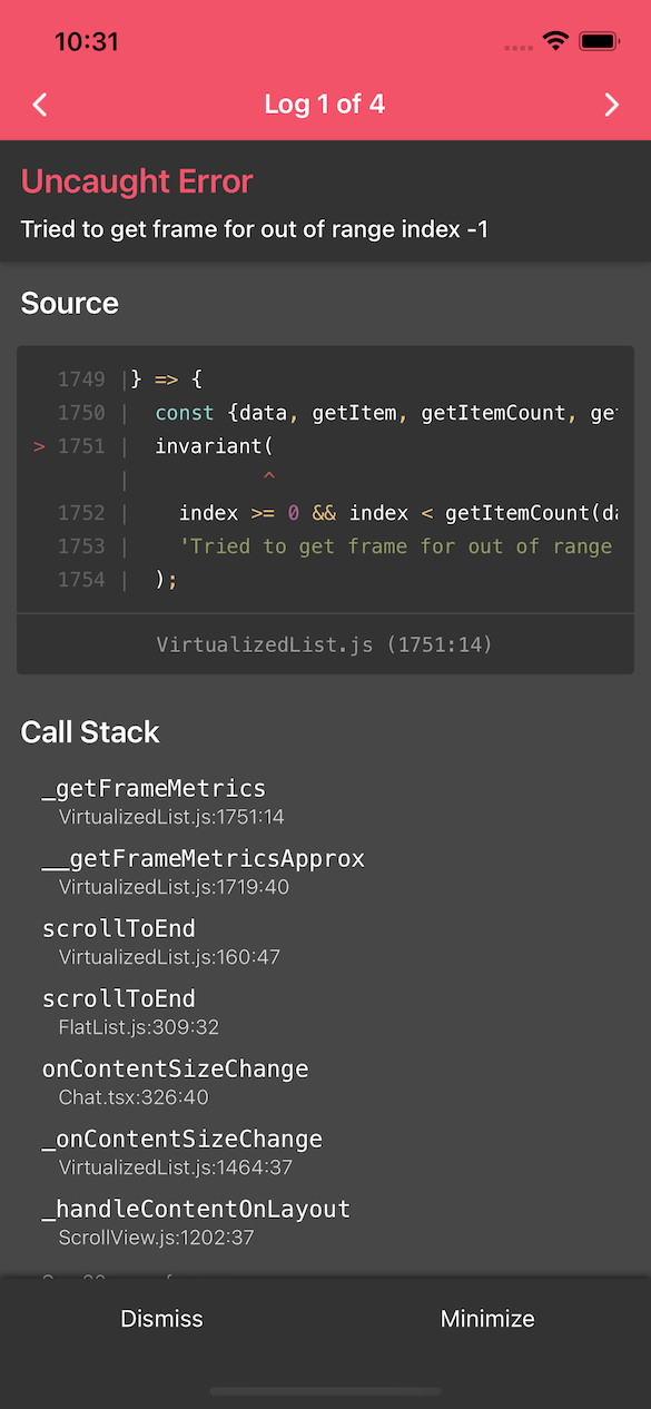 FlatList: Invariant Violation: Tried to get frame for out of range index -1 · Issue #36850 ...