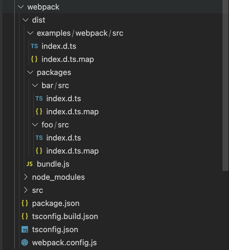 Webpack example outputs definition and map files into src/ · Issue #93 · NiGhTTraX/ts-monorepo ...