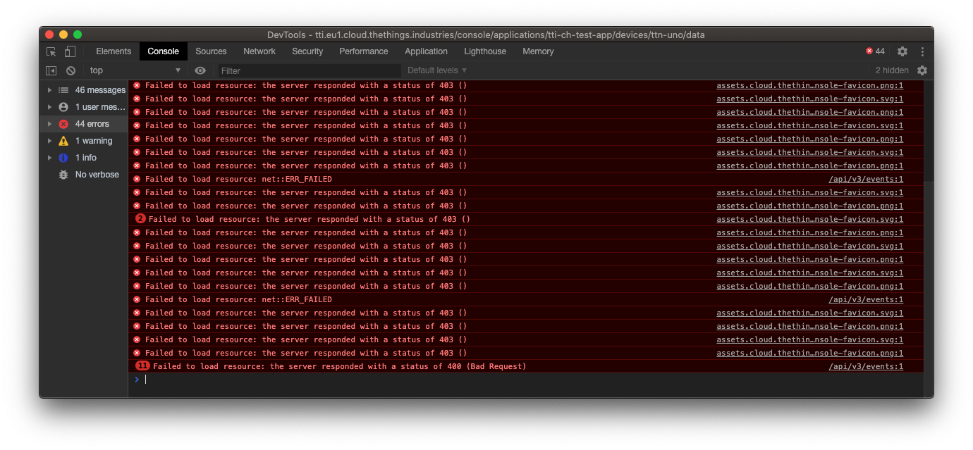 Data/Event Stream not working · Issue #2379 · TheThingsNetwork/lorawan-stack · GitHub