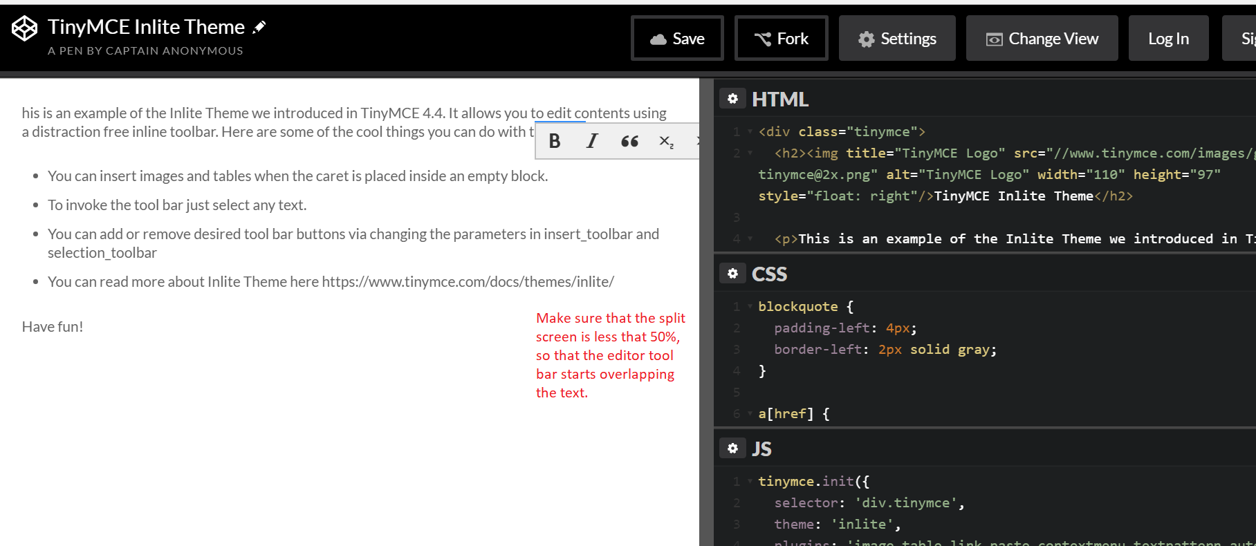 Tinymce Inlite Editor Appears Before The Highlighted Text · Issue 3776 · Tinymcetinymce · Github