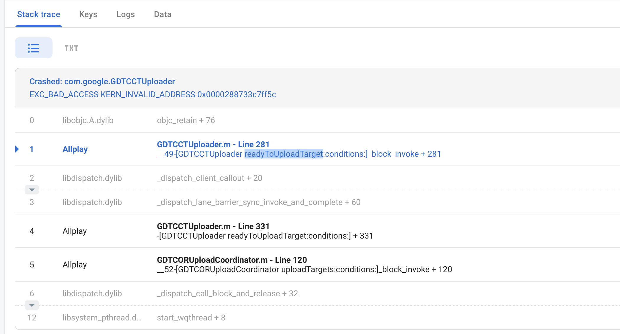 _49-[GDTCCTUploader readyToUploadTarget:conditions:]_block_invoke + 281 crash · Issue #5312 ...