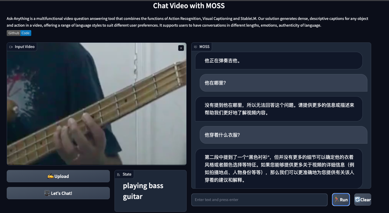 Chat Video with Moss can not related any to video contents? · Issue #9 · OpenGVLab/Ask-Anything ...