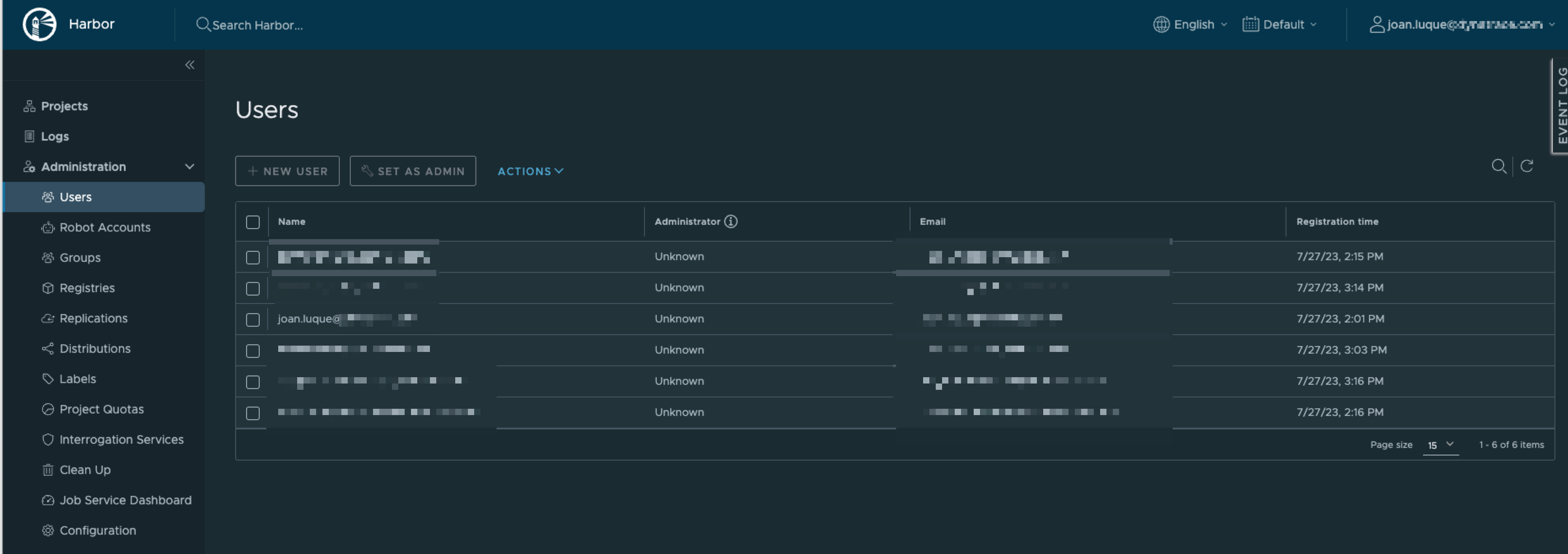 Admin Users Reported With An `unknown` State · Issue 19051 · Goharbor