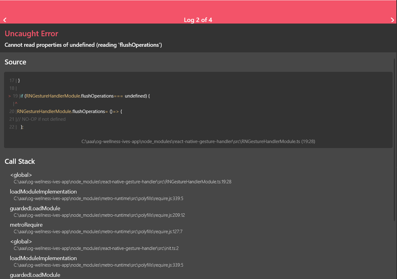 Cannot read properties of undefined (reading 'flushOperations') in rn ...