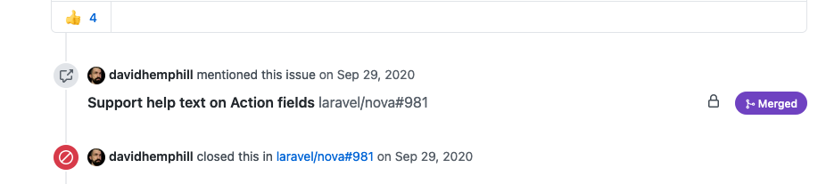 Action fields do not show help text · Issue #2888 · laravel/nova-issues · GitHub