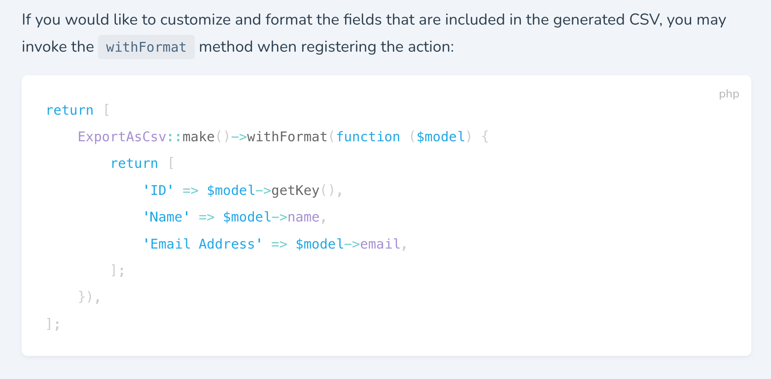 Export CSV does not export Lens fields · Issue #4249 · laravel/nova-issues · GitHub