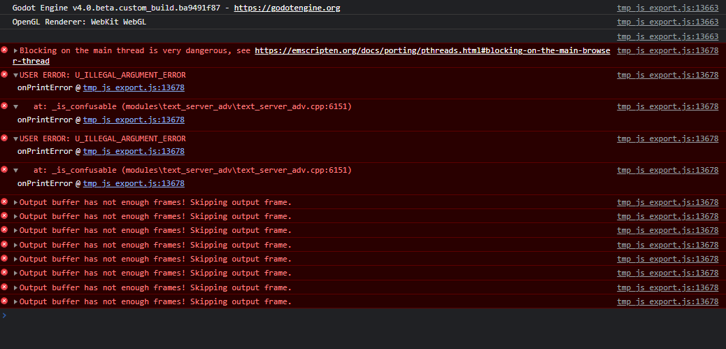 Webgl U Illegal Argument Error With A Minimal Gdscript · Issue 71921 · Godotengine Godot · Github