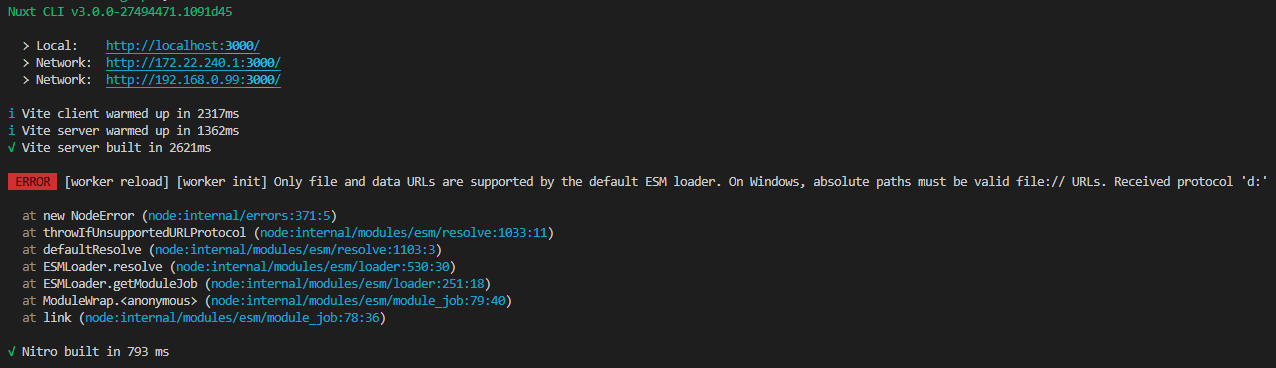 crash on starting new initialised project on windows 10 · Issue #13675 · nuxt/nuxt · GitHub