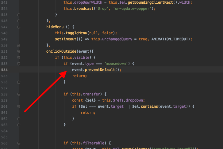 Feature Request Remove `eventpreventdefault` From Onclickoutside Method In Select Components