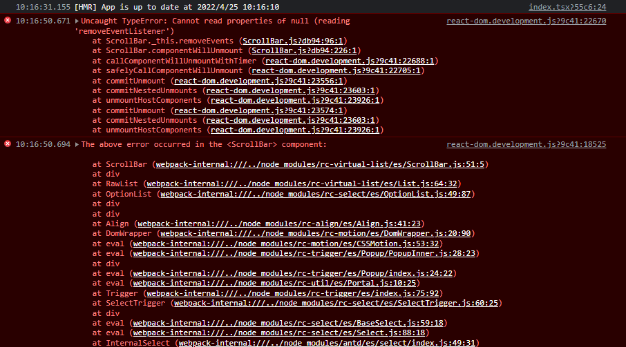 使用虚列表的组件卸载时概率性报错 · Issue #35221 · ant-design/ant-design · GitHub