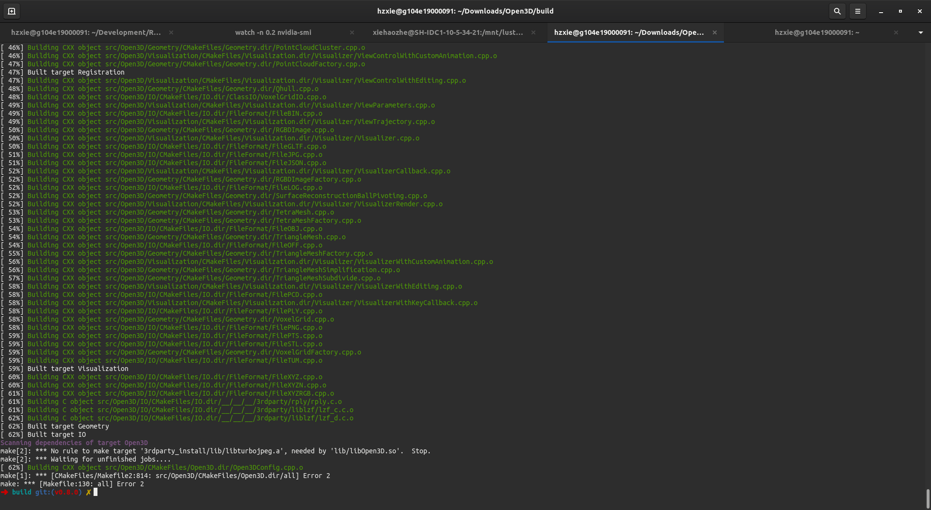 No rule to make target '3rdparty_install/lib/libturbojpeg.a', needed by 'lib/libOpen3D.so ...