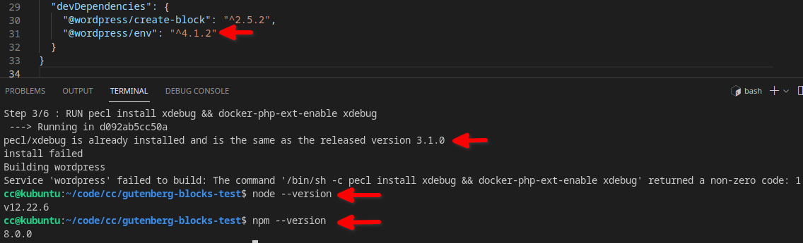 [wordpress Env] Service Wordpress Failed To Build The Command Bin Sh C Pecl Install Xdebug