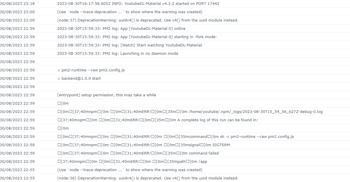 Bug Deprecationwarning Uuidv4 Is Deprecated · Issue 1000 · Tzahi12345youtubedl Material 