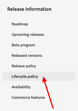 Release policy doesn't appear in left nav · Issue #9302 · magento/devdocs · GitHub