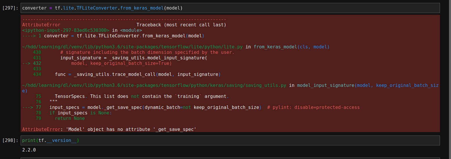 Error During Model Conversion From Keras To Tflite Attributeerror Model Object Has No