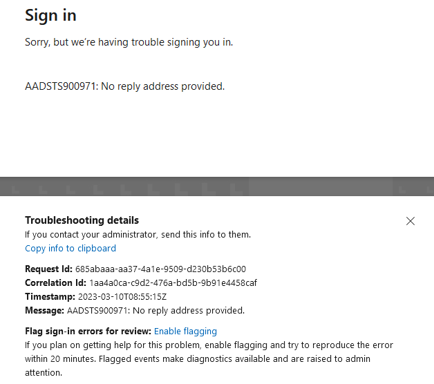 AADSTS900971: No reply address provided. · Issue #1100 · Azure/static-web-apps · GitHub