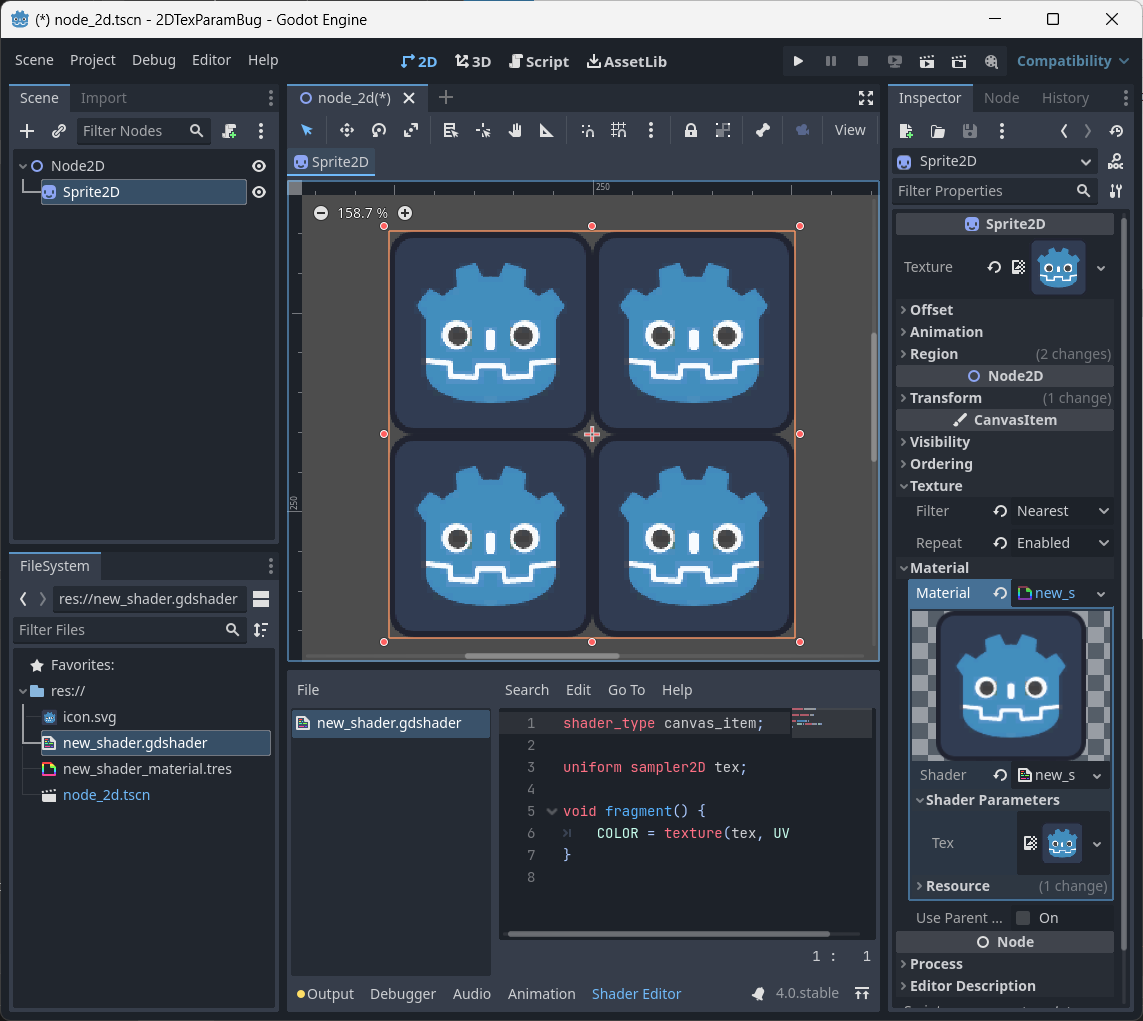 Texture repeat/filter does not apply to custom uniform sampler2Ds · Issue #74332 · godotengine ...