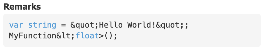 Special characters in code blocks in triple-slash comments appear ...