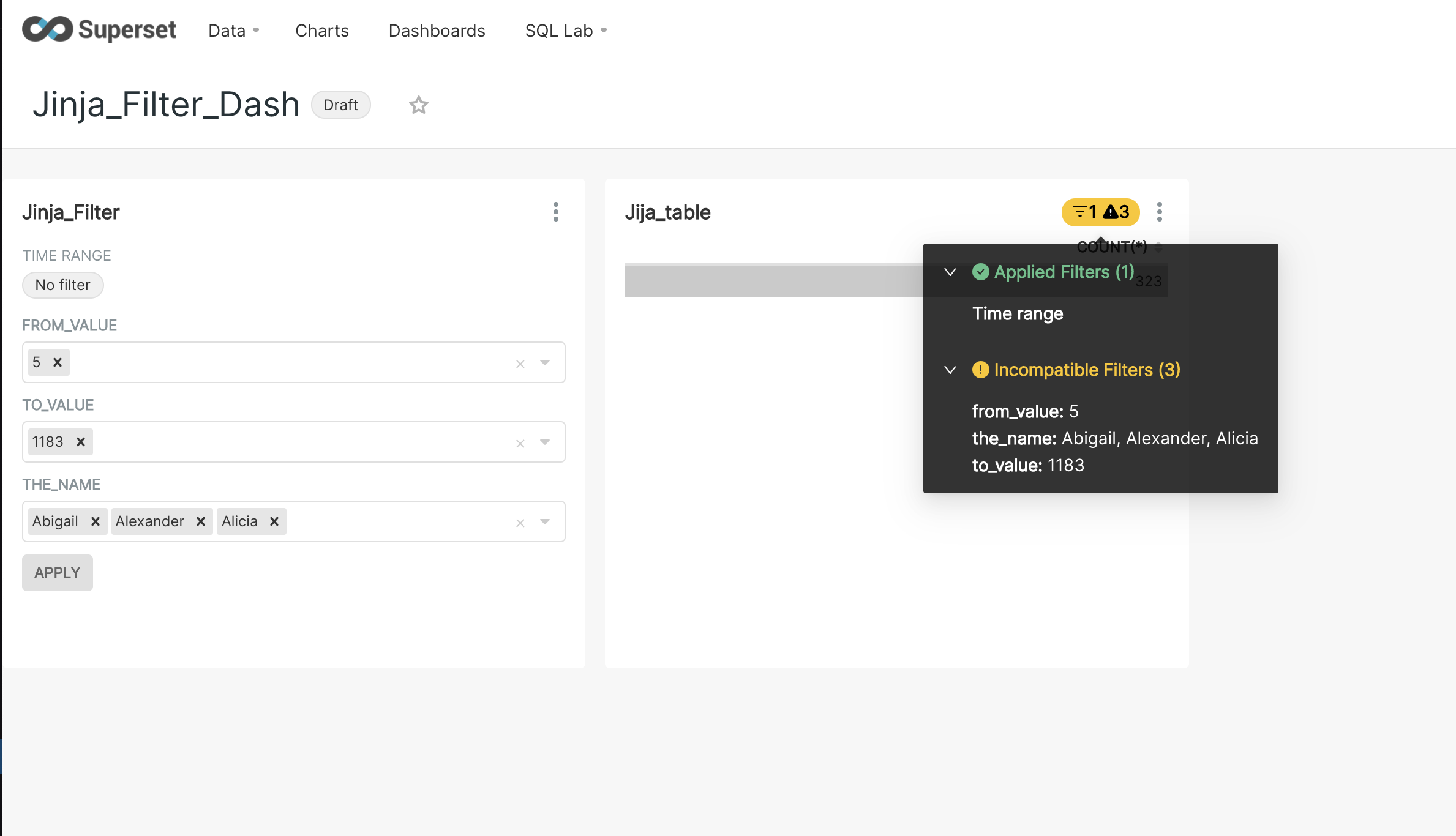 [JINJA]Filterbox should support alias columns · Issue #13942 · apache/superset · GitHub