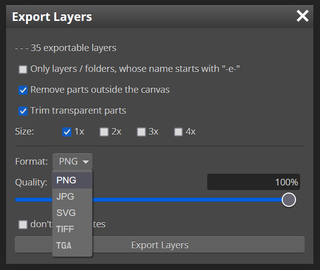 Feature Request: add TIFF and TGA file types in Export layers ...
